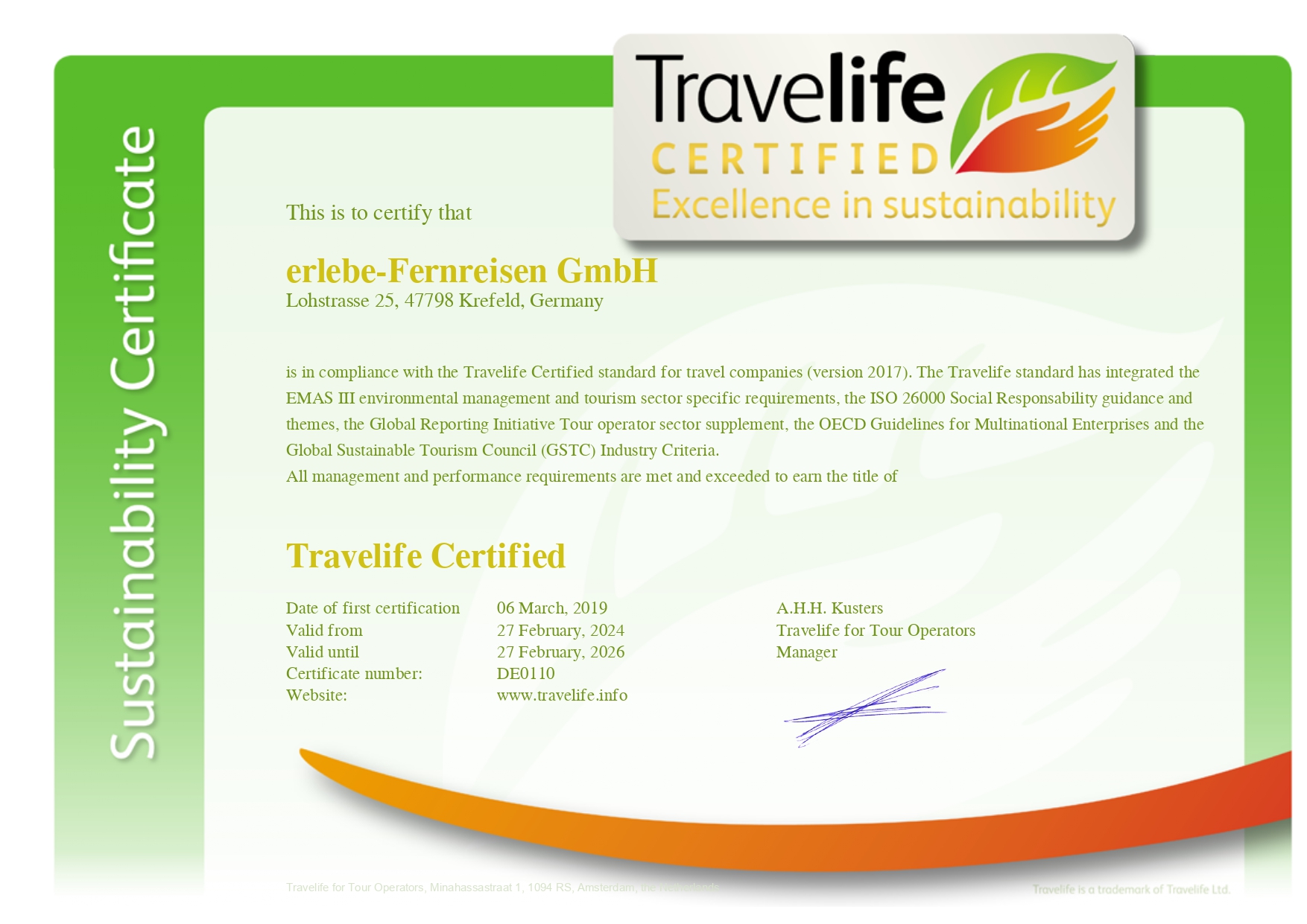 Wir sind Travelife zertifiziert | erlebe